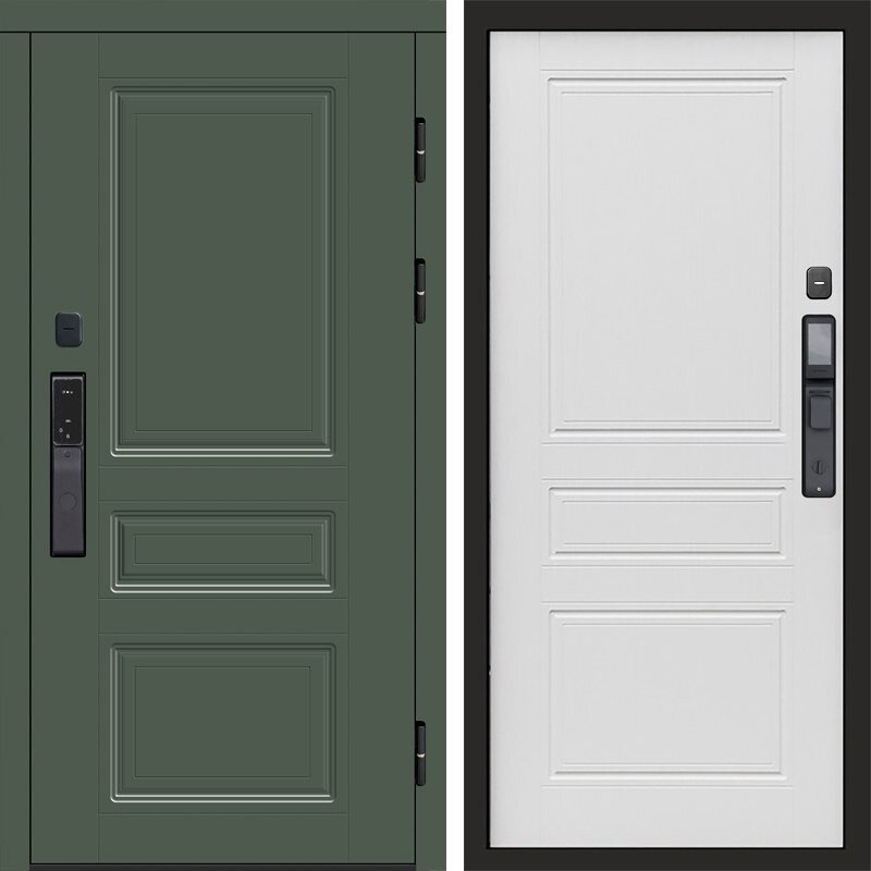 Входная дверь металлическая ВДК с электронным замком Орегон Грин/Белый 860x2050 Правое