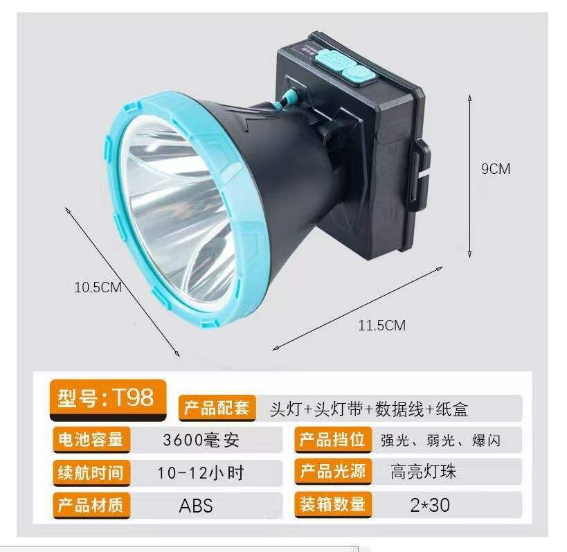 Светодиодная лазерная пушка на голове с сильным светом, дальним радиусом действия, длительным сроком службы батареи,