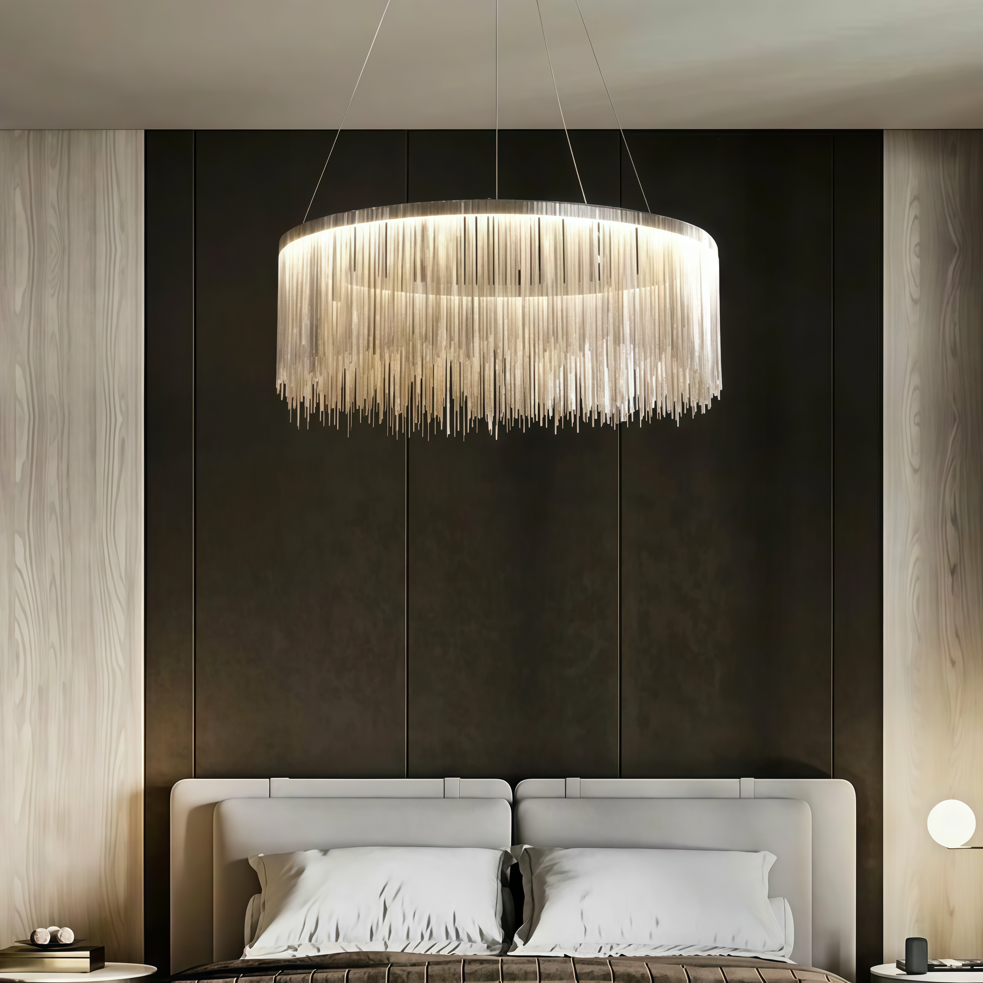 Люстра Clear Lighting, 3 цвета, LED, серебристая, IP10, металл,50cm