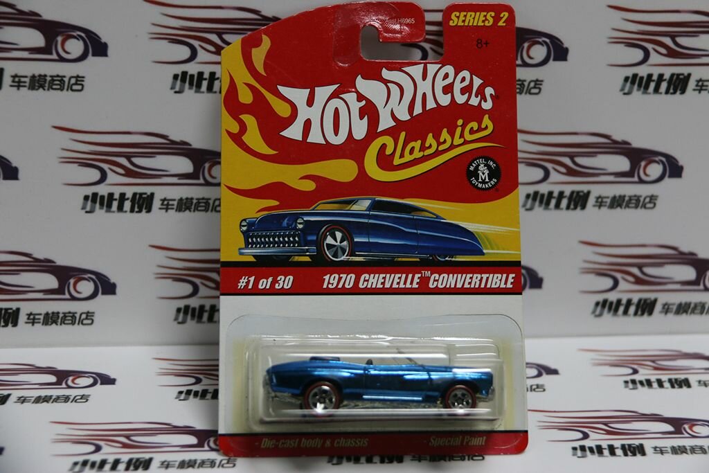Hot Wheels металлизированным покрытием, литая модель 1:64, серия Vintage Classics(1970 CHEVELLE CONVERTIBLE синий)