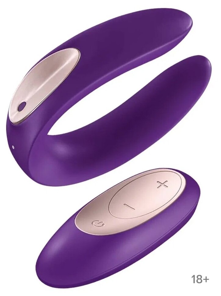 Satisfyer  Вибратор для пар силиконовый Partner/Double Plus Remote 8 см, D: 2.4 см, длина: 8.8 см, фиолетовый