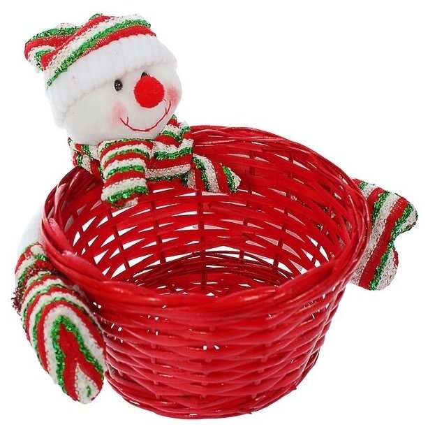 Конфетница "Снеговичок", полосатая шапочка, вместимость 500 г