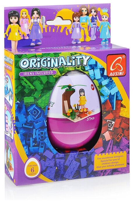 Конструктор пластиковый детский в яйце Ausini 24514 серия "Мир чудес" (38 деталей)