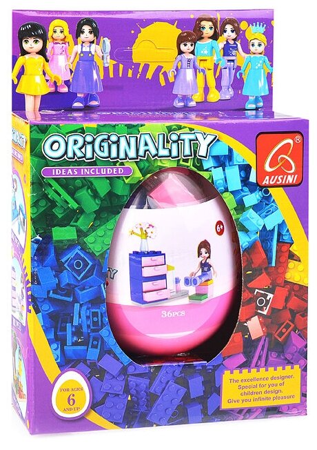 Конструктор пластиковый детский в яйце Ausini 24513 серия "Мир чудес" (37 деталей)