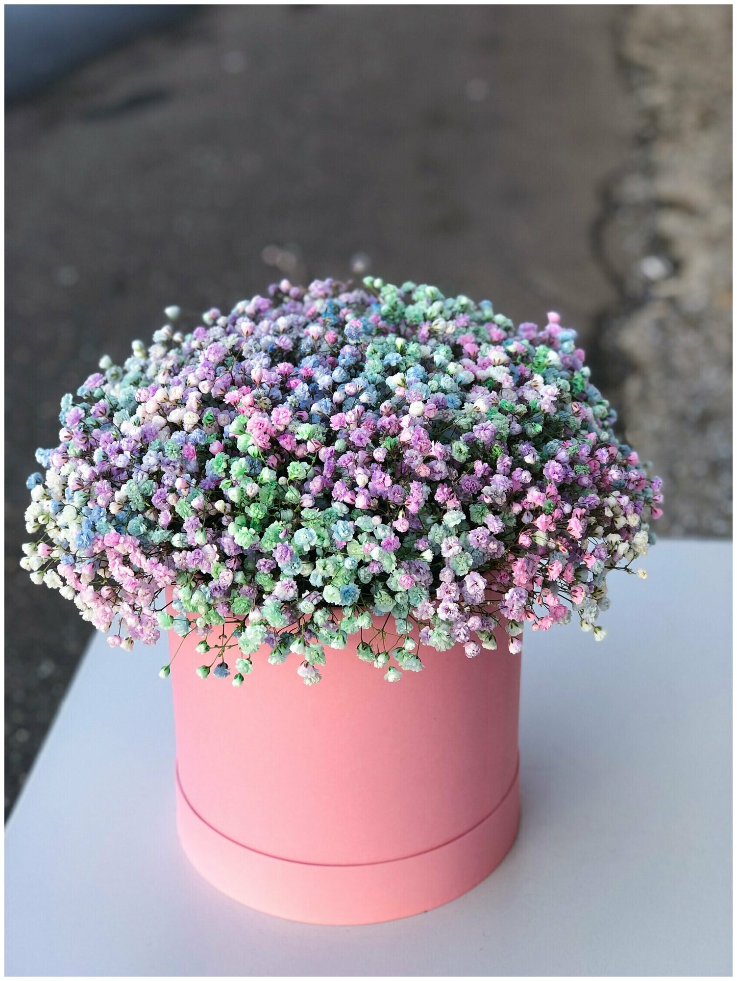 Букет гипсофилы в коробке XL розовая