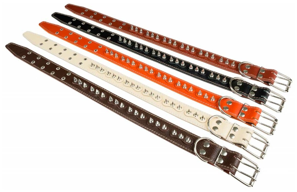 Ошейник для собак Брава №45 1 слой с подкладом и шипами арт104