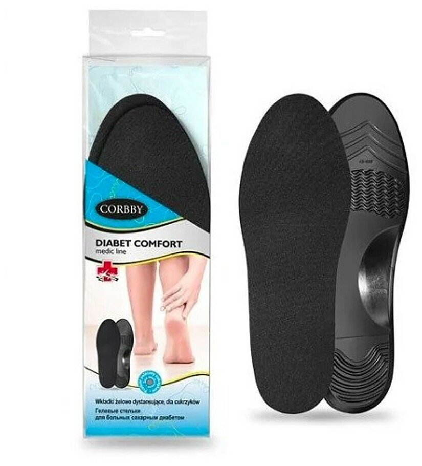 Гелевые стельки для чувствительных стоп и больных сахарным диабетом Diabet comfort CORBBY. 35-36