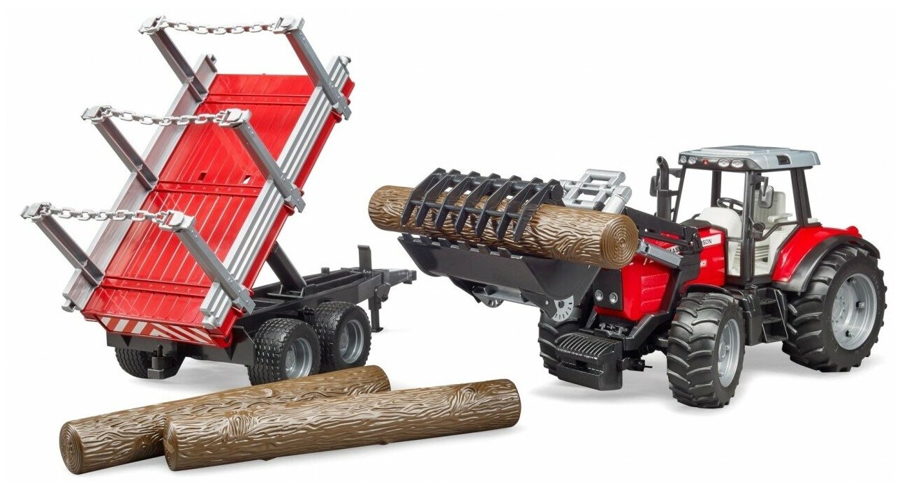 Трактор Bruder Massey Ferguson с манипулятором и прицепом 02-046 детский игрушечный транспорт