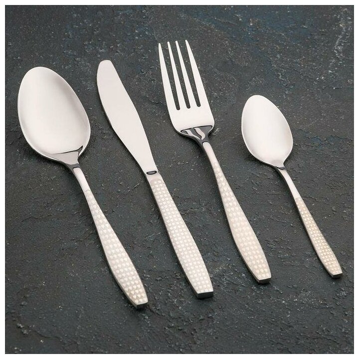 Набор столовых приборов Magistro, 24 предмета, цвет серебряный, столовые приборы