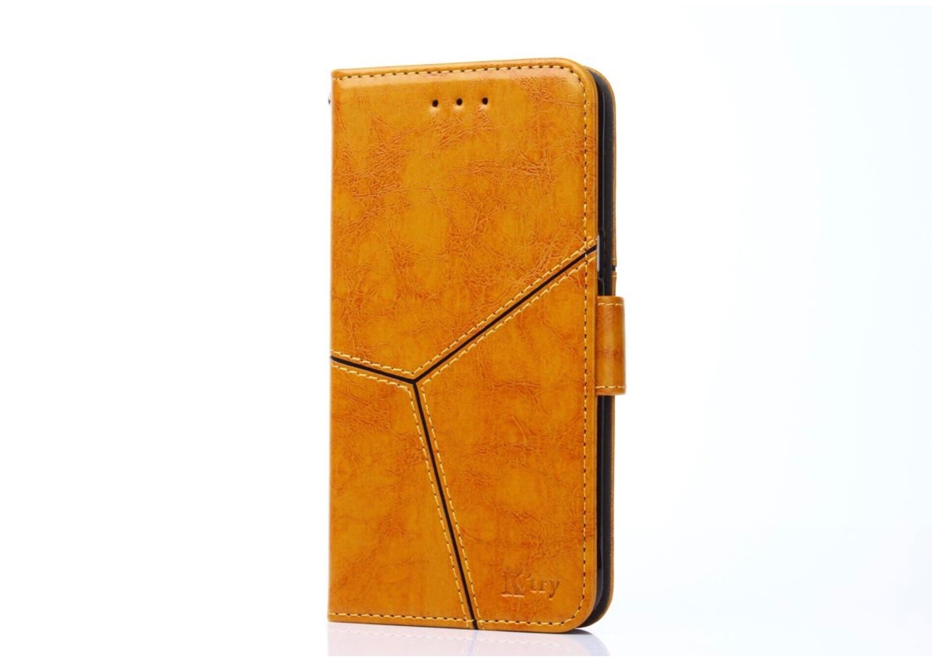 Чехол-книжка Чехол. ру для LG K8 2017 (X240) прошитый по контуру с необычным геометрическим швом золотой желтый