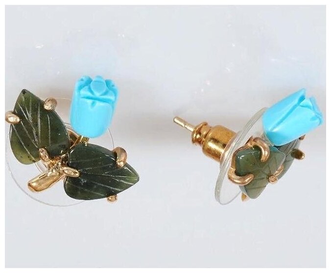 Серьги Lotus Jewelry, бирюза, нефрит