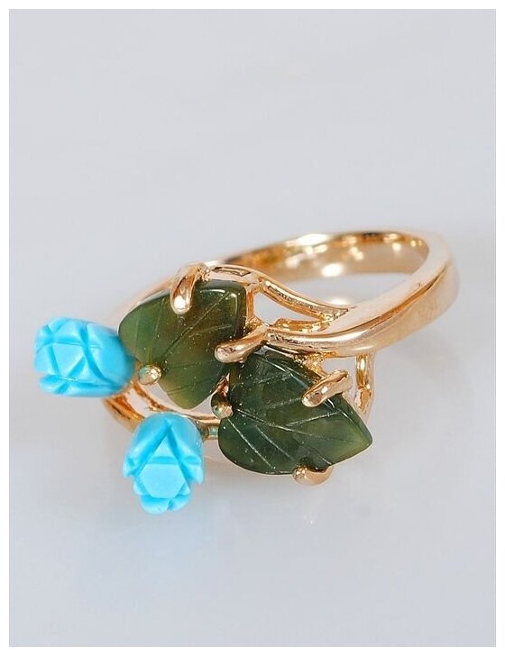 Кольцо, бирюза, нефрит