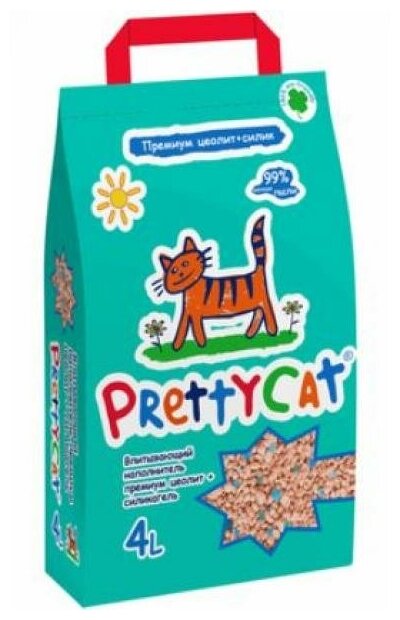 Pretty Cat Наполнитель впитывающий для кошачьих туалетов "Premium" 4л 2 кг