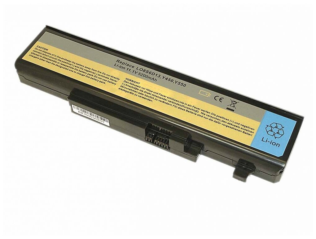 Аккумулятор (Батарея) для ноутбука Lenovo Y450 Y550A (L08S6D13) 5200mAh REPLACEMENT черная