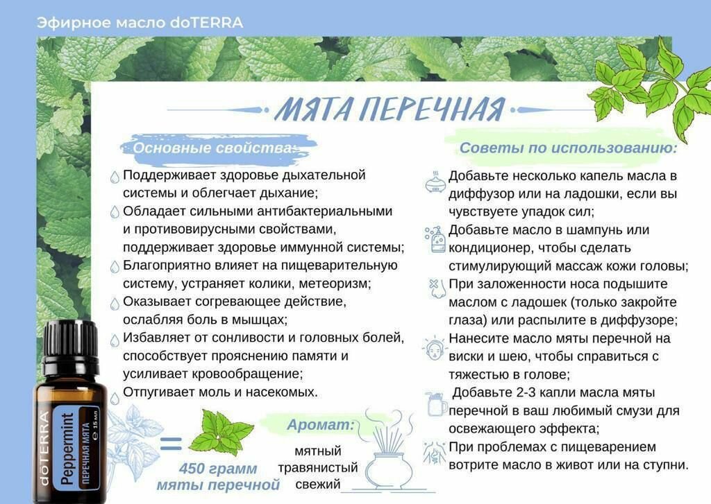 Эфирное масло Doterra "Мята Перечная", 15мл, травяной аромат