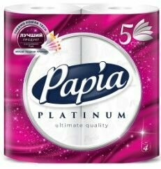 Hayat papia platinum туалетная бумага белаяпятислойная 4 шт