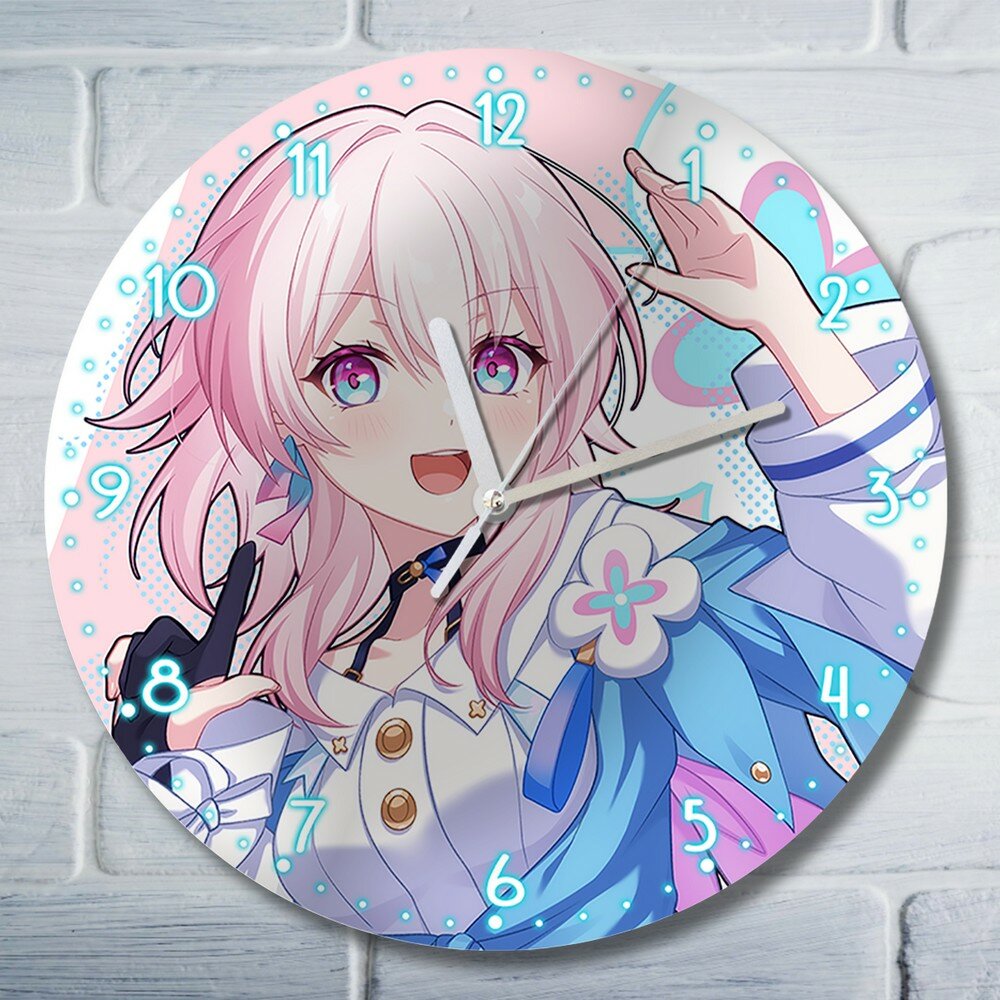 Настенные часы УФ "игры honkai star rail (хонкай, хохо, пом-пом, март 7, кафка) - 10346"
