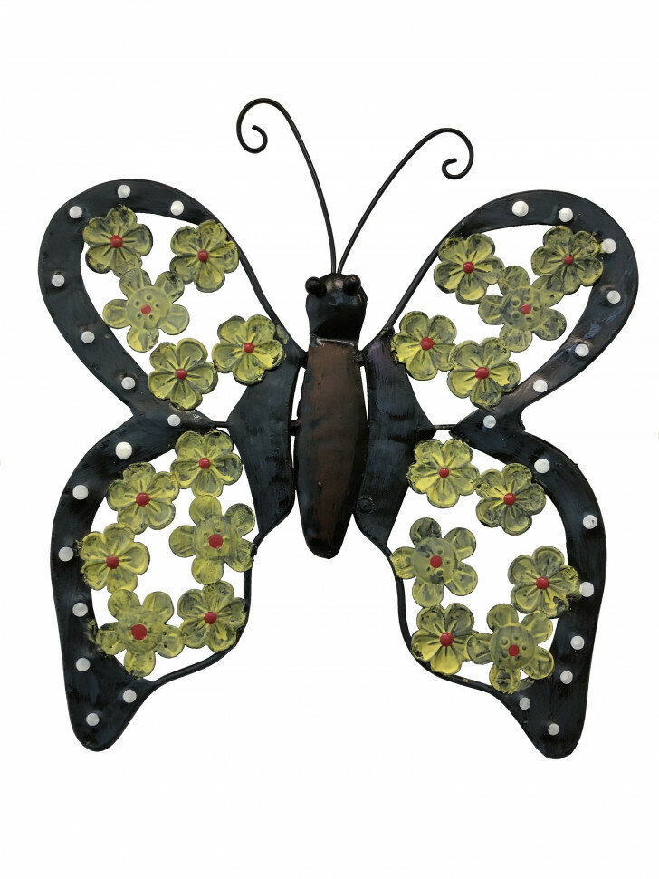 Настенный декор "Бабочка Мадагаскарская", чеканка, металл, 20x20.5x1 см