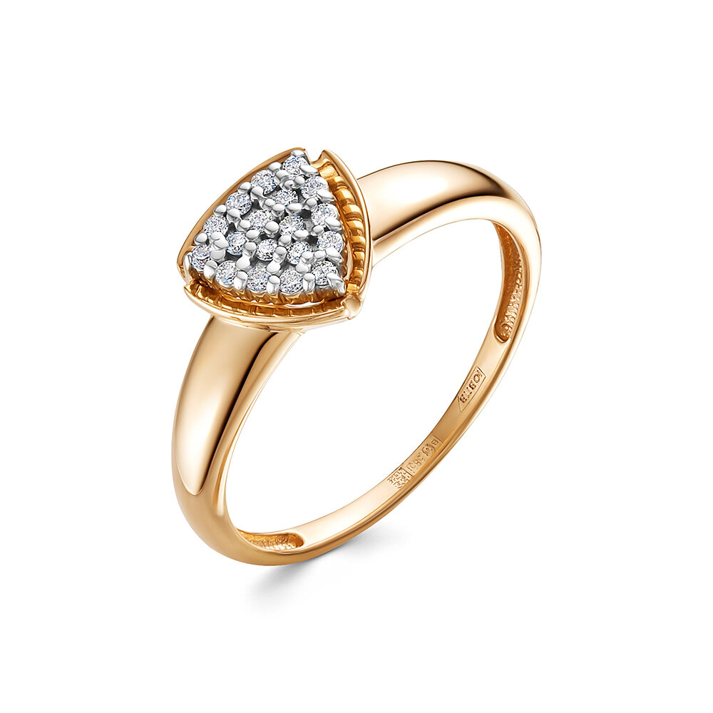 Кольцо, красное золото, 585 проба, родирование, бриллиант