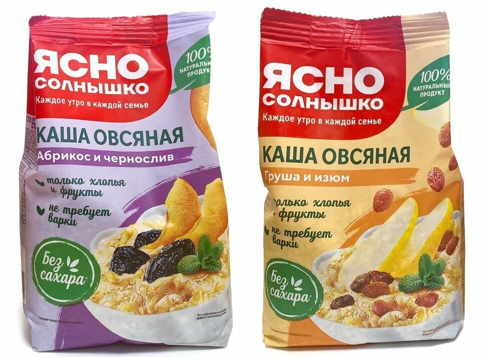 Каша овсяная Ясно Солнышко Чернослив и Абрикос / Груша и Изюм