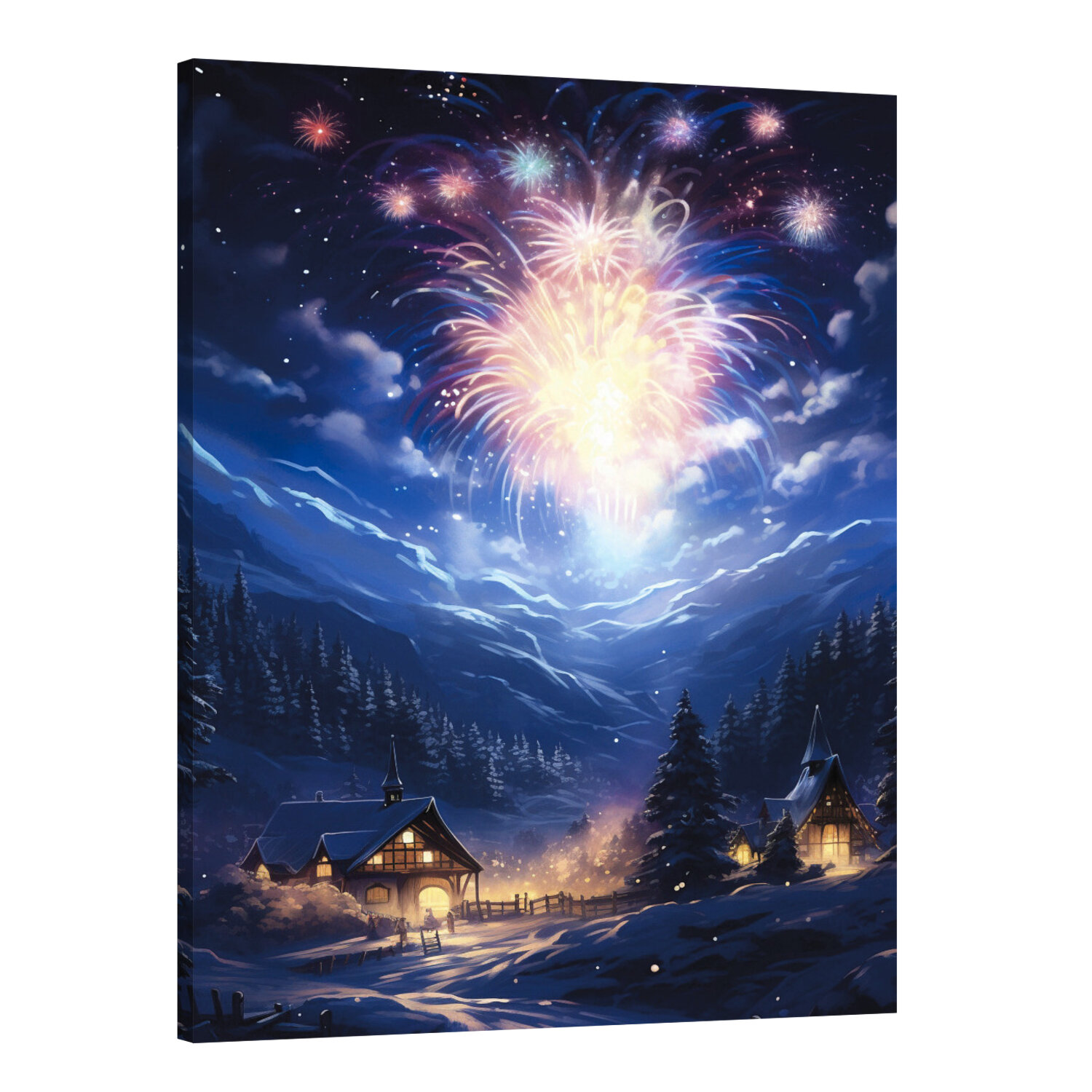 Интерьерная картина 50х70 "Имболк: зимний фейерверк"