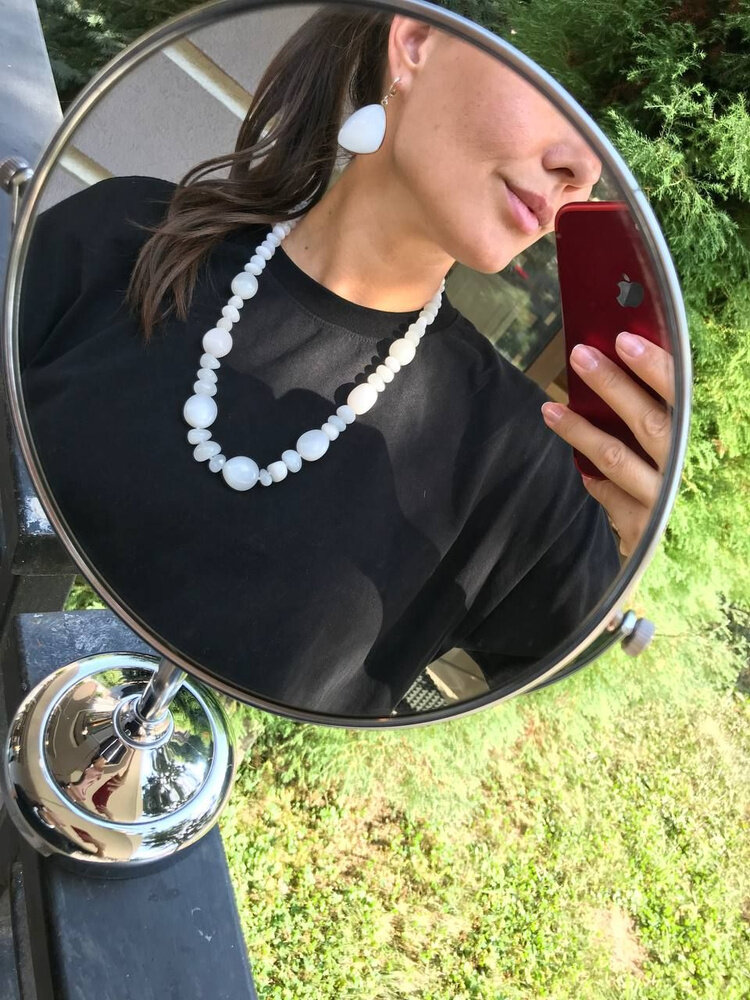 Бусы, опал, кахолонг