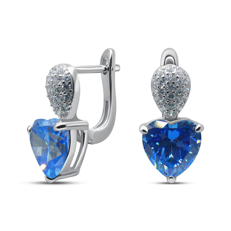 Серьги, серебро, 925 проба, фианит