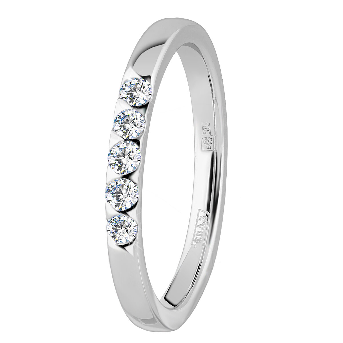 Кольцо обручальное, белое золото, 585 проба, родирование, бриллиант