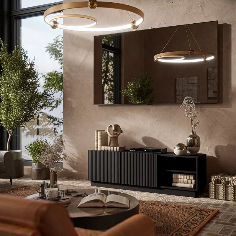 Тумба под МебельЛэнд24 ТВ Терни - 3 Черный 150x42x48