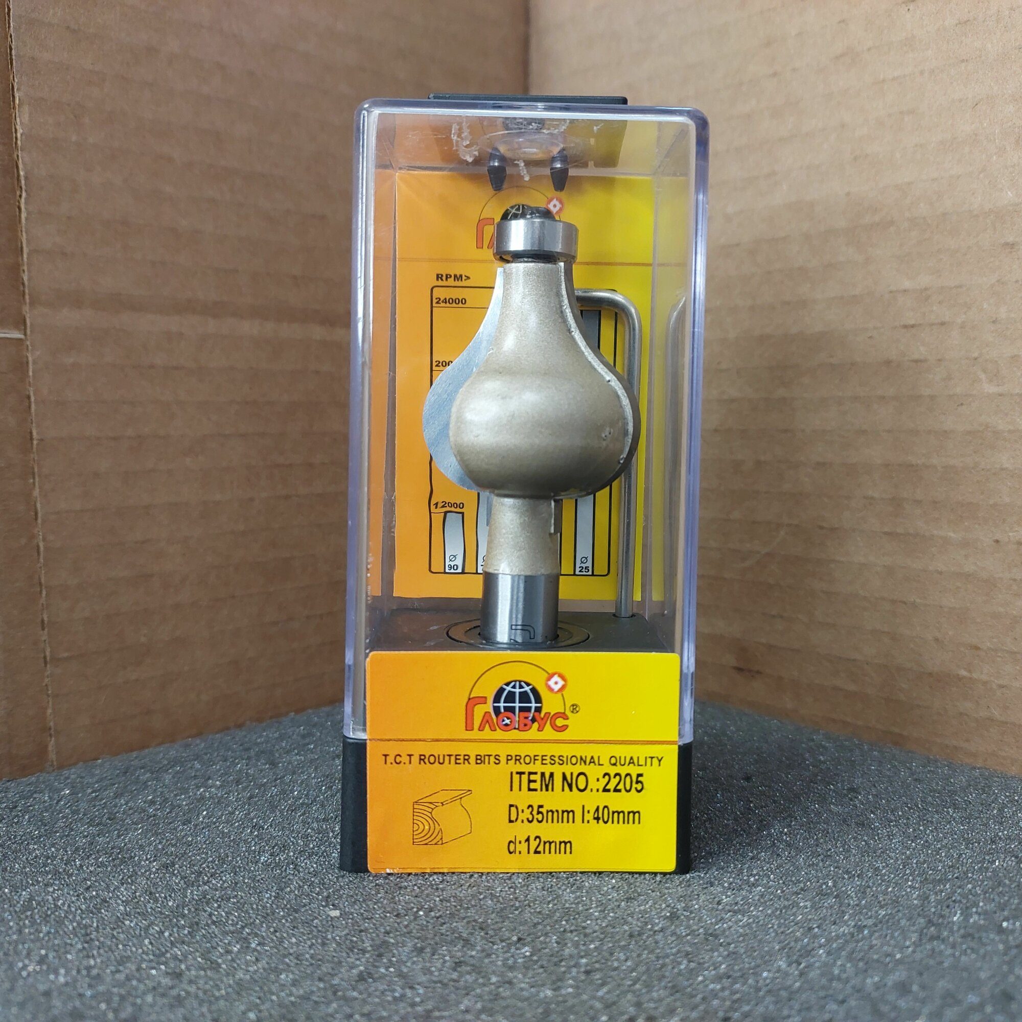 Фреза для поручня Глобус 2205 кромочная фигурная D:35mm I:40mm d:12mm