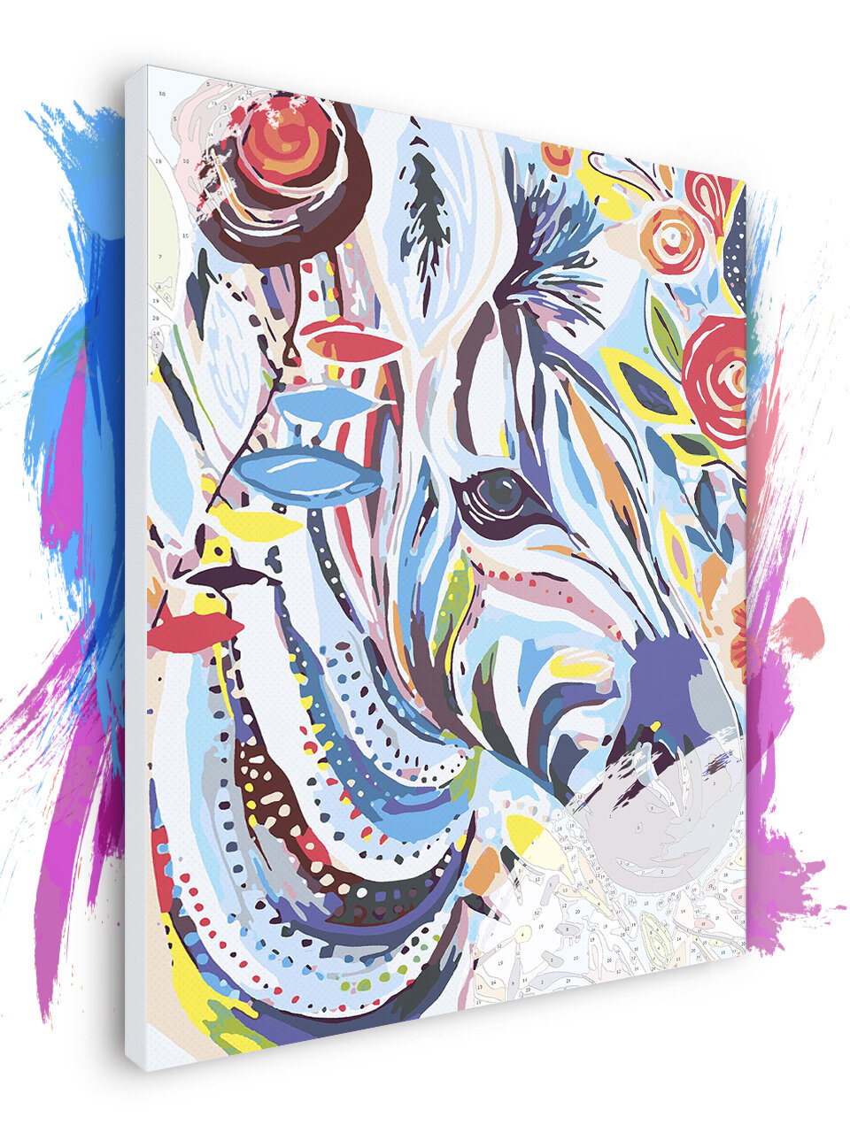 Картина по номерам на холсте Абстрактная зебра, 40 х 50 см