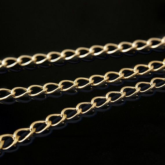 Цепочка отрезная (без замка), 4.5х3.5мм, Корея, витая, базовый материал - медь, позолоченная, 1 метр