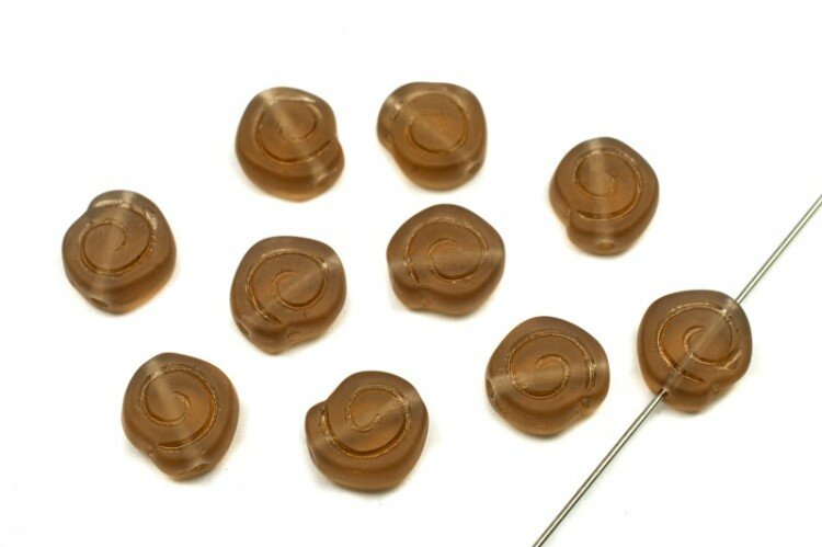 Бусина Ракушки 9х4мм, цвет коричневый, непрозрачный, стеклянная, 735-240, 10шт