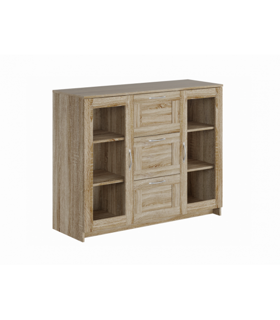 Тумба сириус с двумя стеклянными дверьми и тремя ящиками, ДСП, цвет Дуб Сонома 2.02.03.380.3