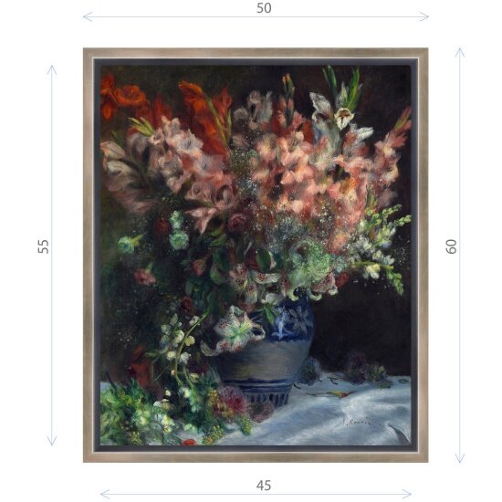 Картина Декор Депо Пьера Огюста Ренуара Гладиолусы в вазе Матовый холст в раме 60х50 см