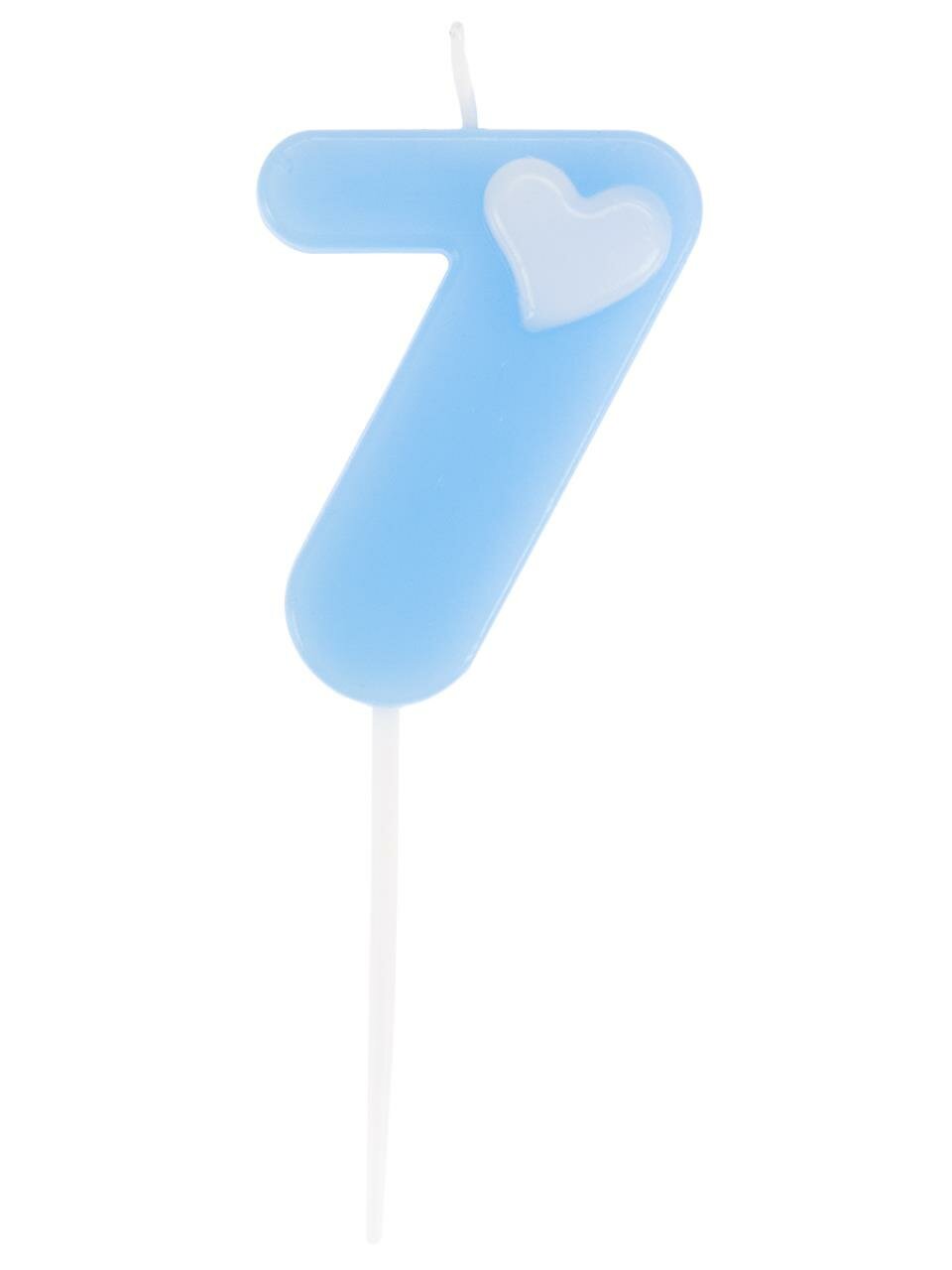 Свеча для торта, Цифра 7 с сердечком, на блистере 11x4,5x1,5 см