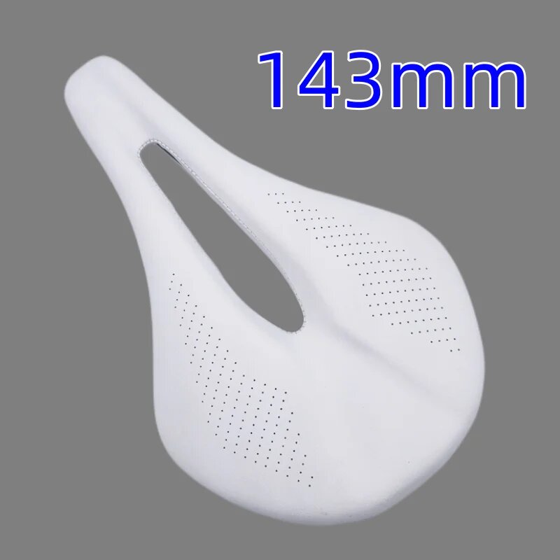 Велосипедное седло карбоновое кожаное 143/155 мм Белый, E