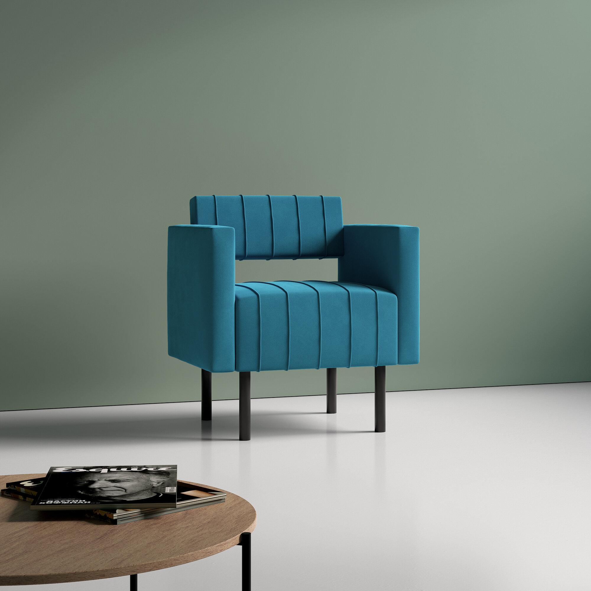 Кресло RAIN, универсальное, на ножках, в офис, на кухню, в студию, антивандальный велюр, синее