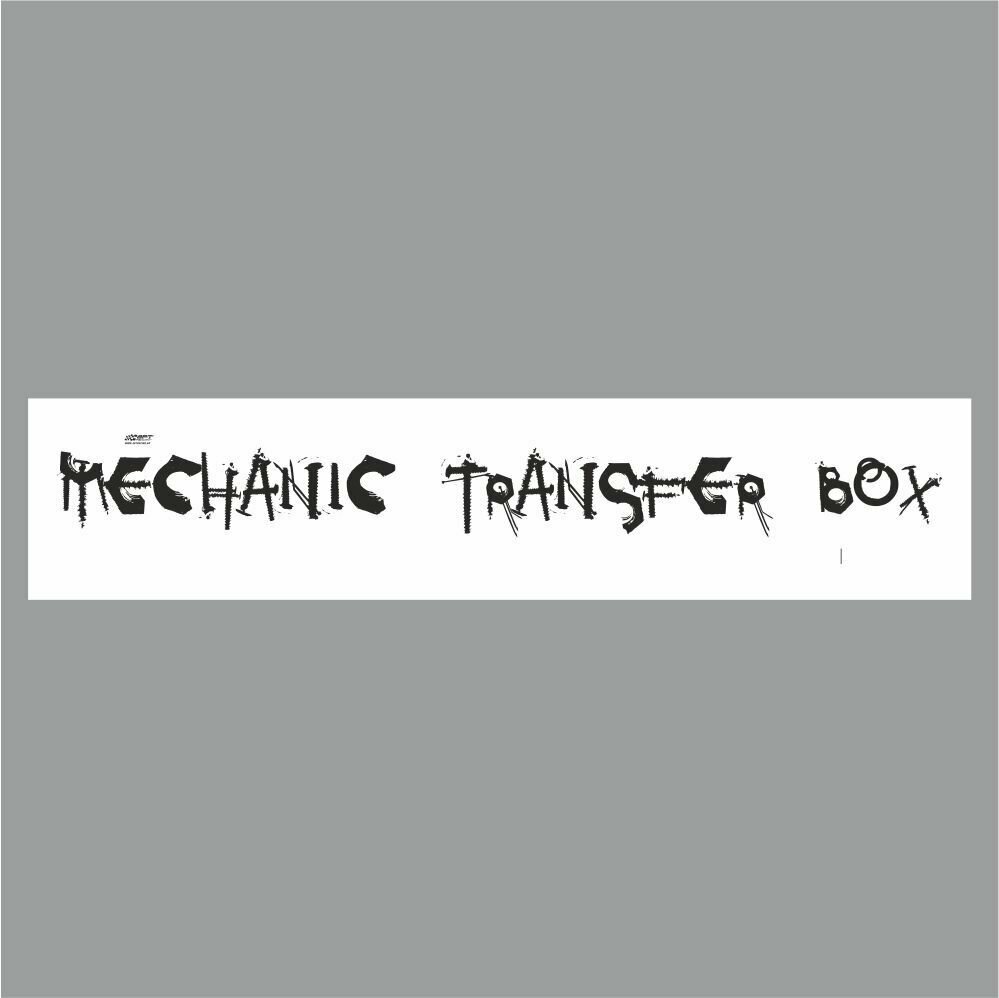 Полоса на лобовое стекло 1300х170мм "MECHANIC TRANSFER BOXf" белая, Арт рэйсинг