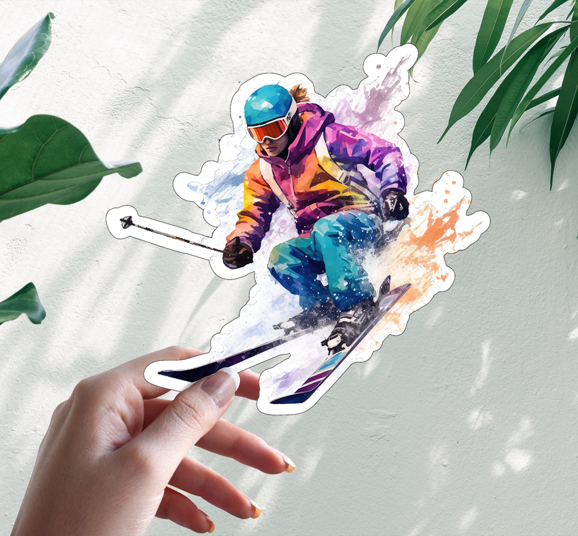 Автомобильная виниловая цветная наклейка Лыжный фристайл, Стикер для окна авто на бампер