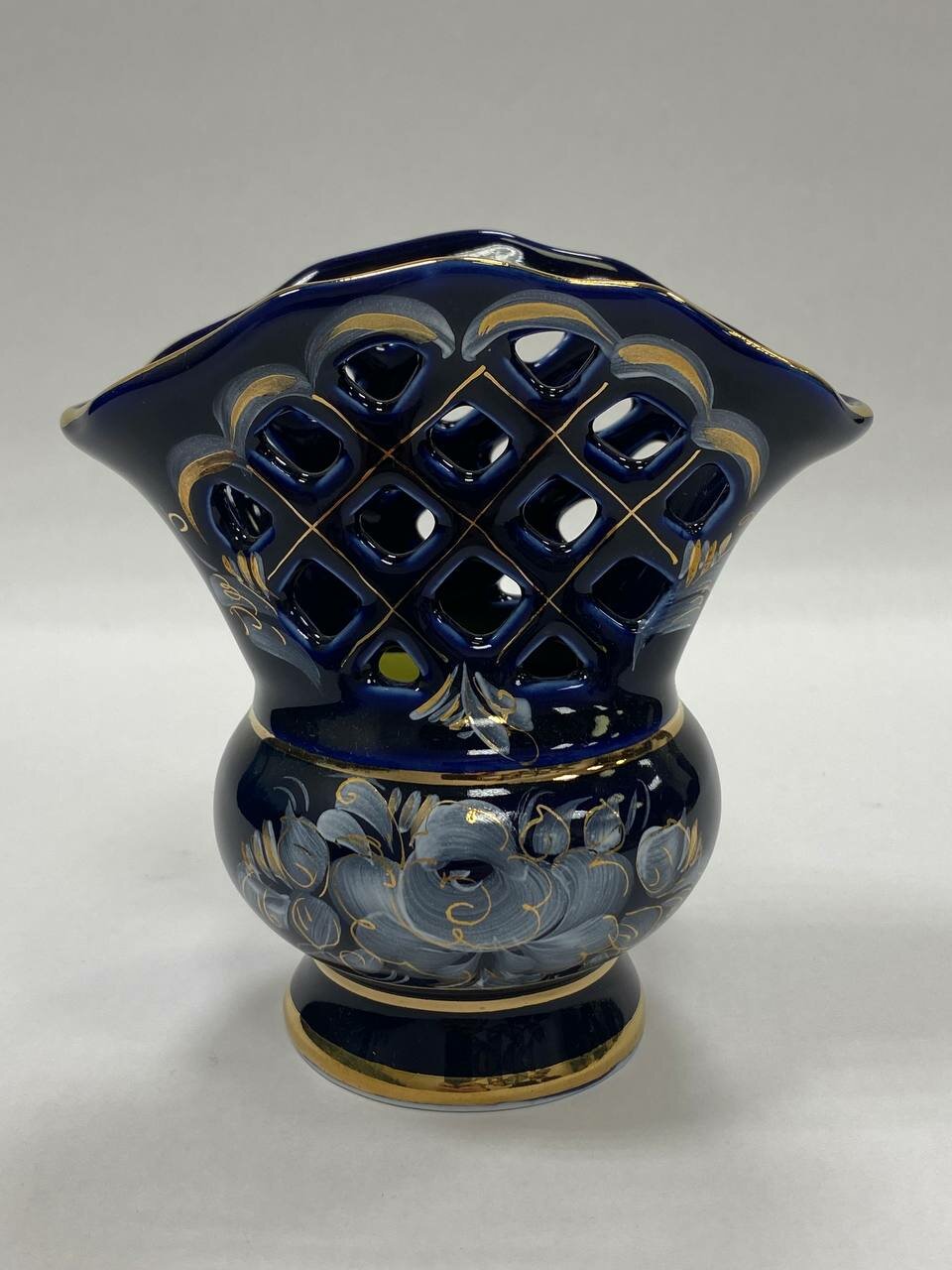 Салфетница "Ажурная" ККЗ, 1сорт, Фарфор, Гжель