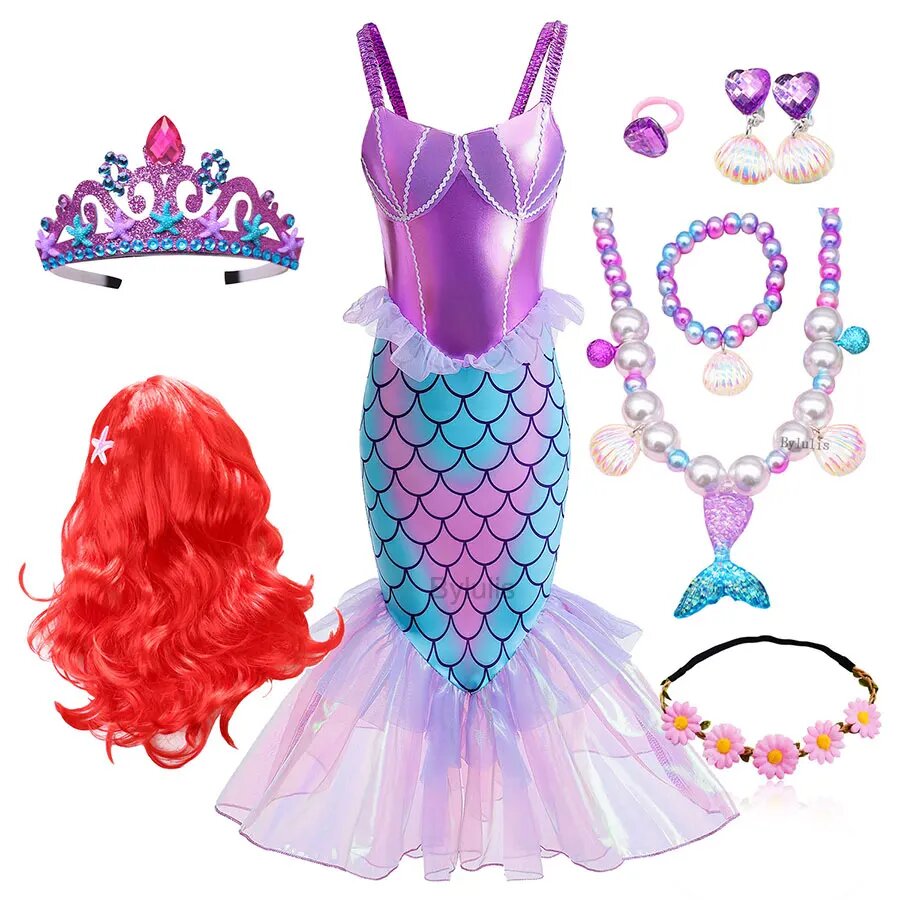 Платье русалки для девочек 120 (4T), MB16 Set1