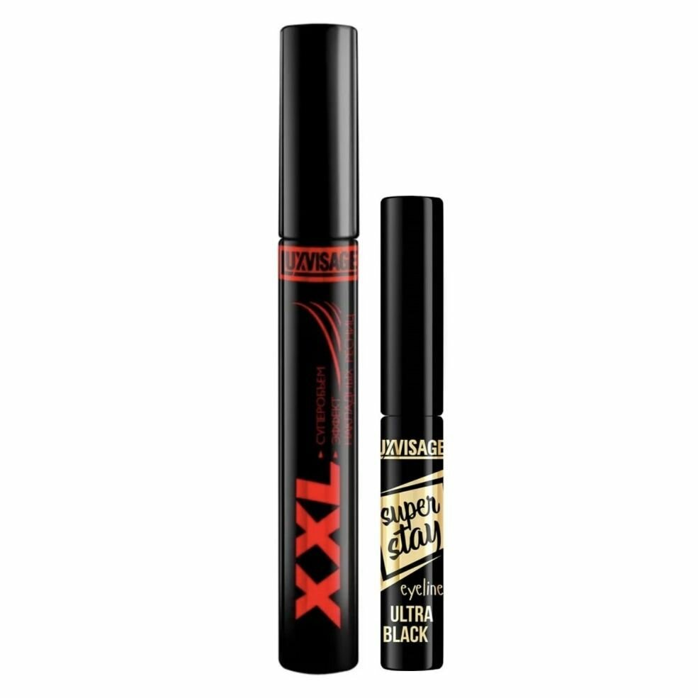 LUXVISAGE Набор Тушь для ресниц XXL супер объем, Подводка для глаз водостойкая SUPER STAY ультра черная