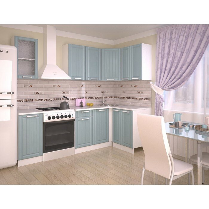 Кухонный гарнитур угловой «Прованс 2», с столешницей, 1800×1200 мм, цвет роялвуд голубой