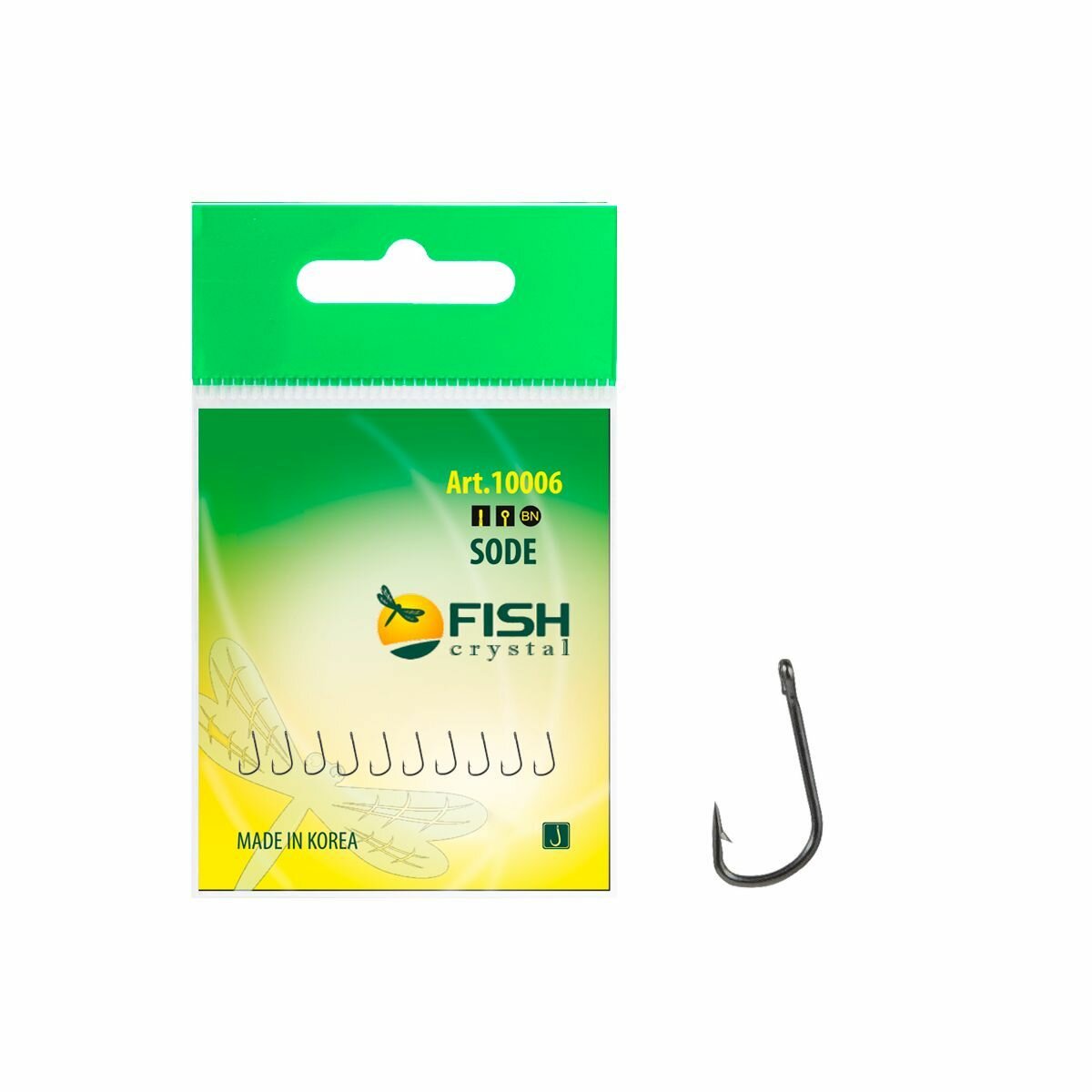 Крючки рыболовные Fish Crystal SODE-RING BN 10006-F # 4, с ушком (10шт)
