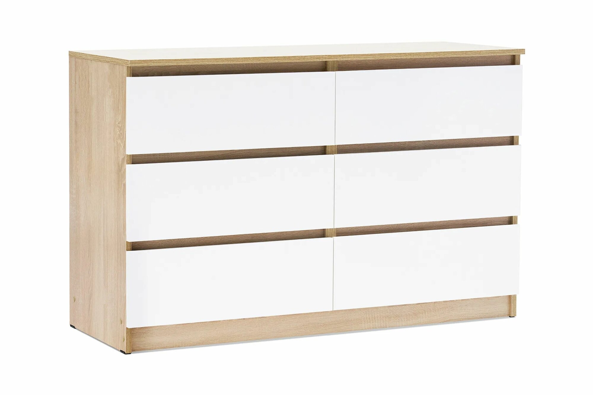 Комод Челси 1202 6 ящиков Белый глянец/Дуб сонома