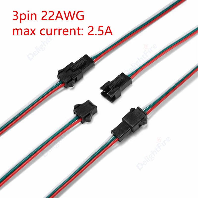 DelightFire разъем SM RGB для светодиодной ленты 5pairs, 3pin 22AWG