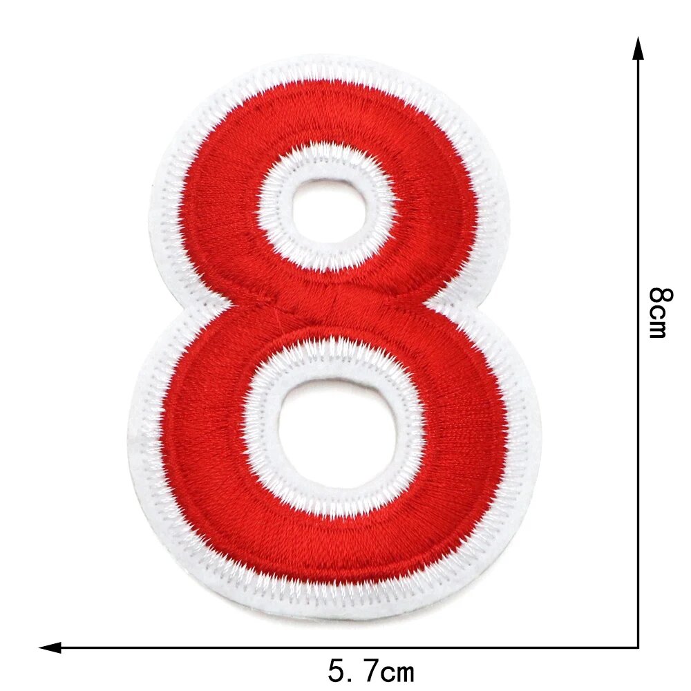 Красные вышитые патчи с цифрами 0-9 Лазерный