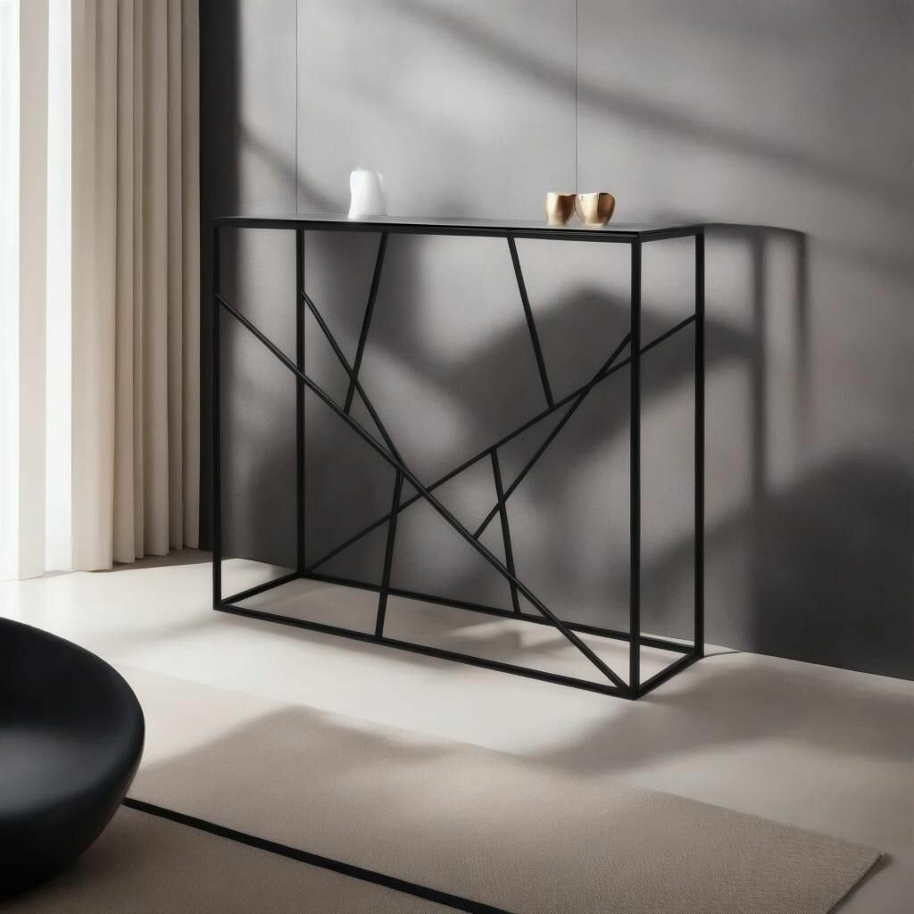 Консольный столик, туалетный столик РИО 800х875х250мм (черный/стекло серое графит)