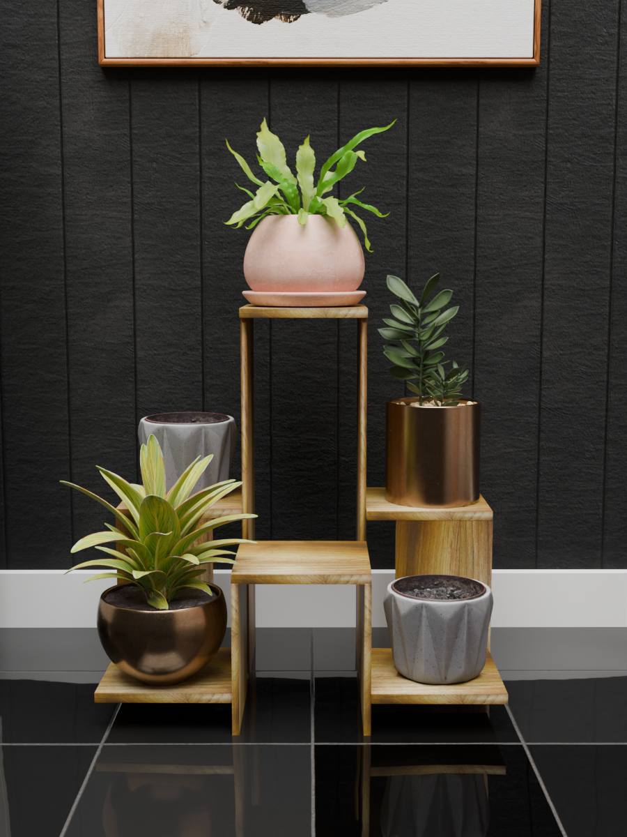 Цветочница подставка для цветов от бренда "Мебель от Прудникова" дуб крафт золото